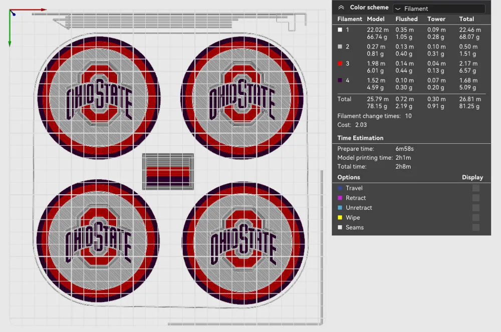 Ohio State Coaster "Full Set" Coaster, Caddy w/Full Color Top by CYBR3D ...