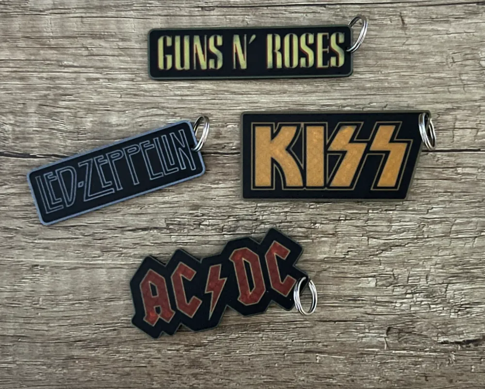 Keychain Rock ACDC Led Zeppelin Kiss Guns n' Roses by Desk_3D ...