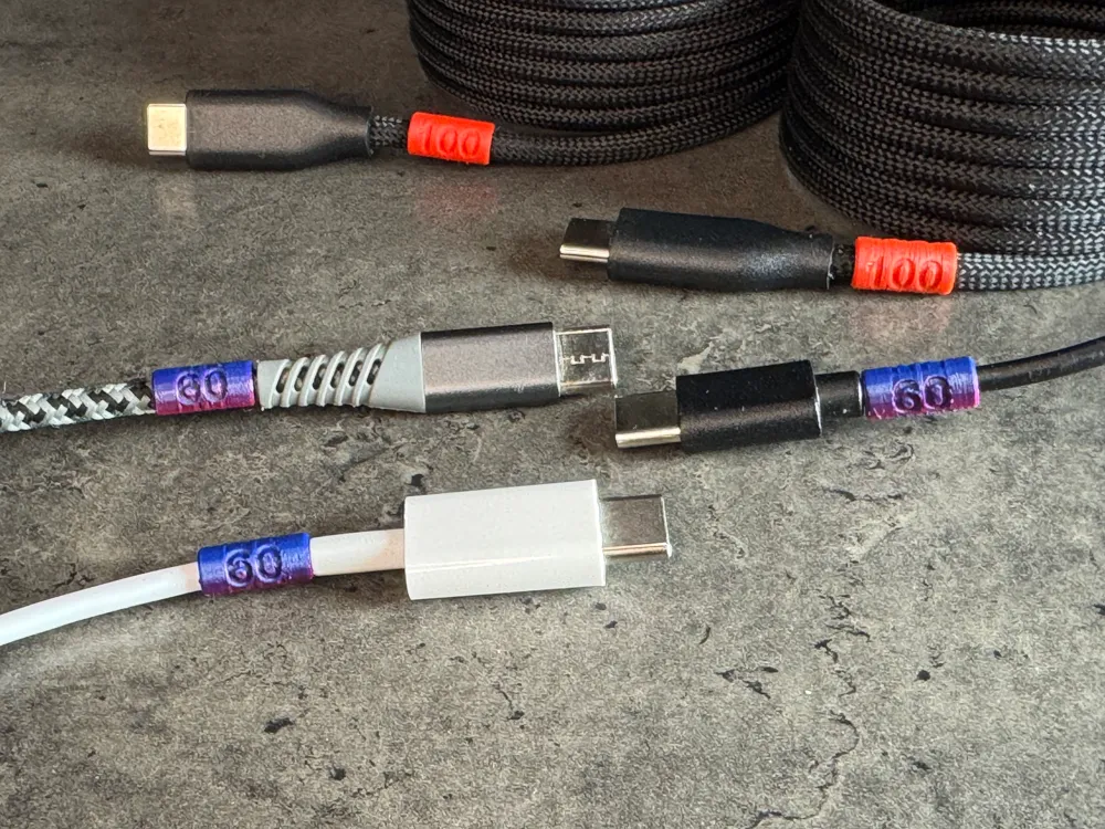USB-C to USB-C cable Power Labels - Free 3D Print Model - MakerWorld