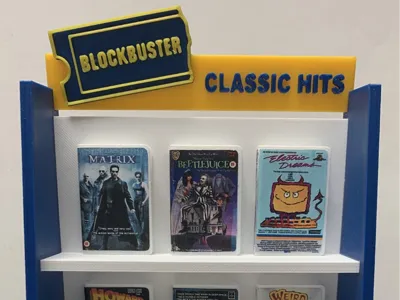 Miniature Blockbuster VHS Tape Shelf -Customizable by Rolls MakerWorld ...