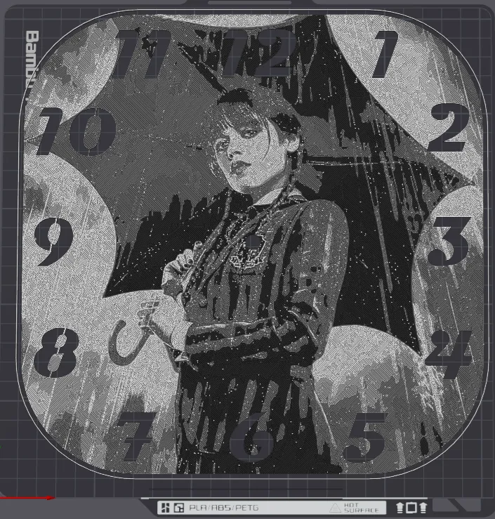 Wednesday Clock HueForge by Macik - MakerWorld