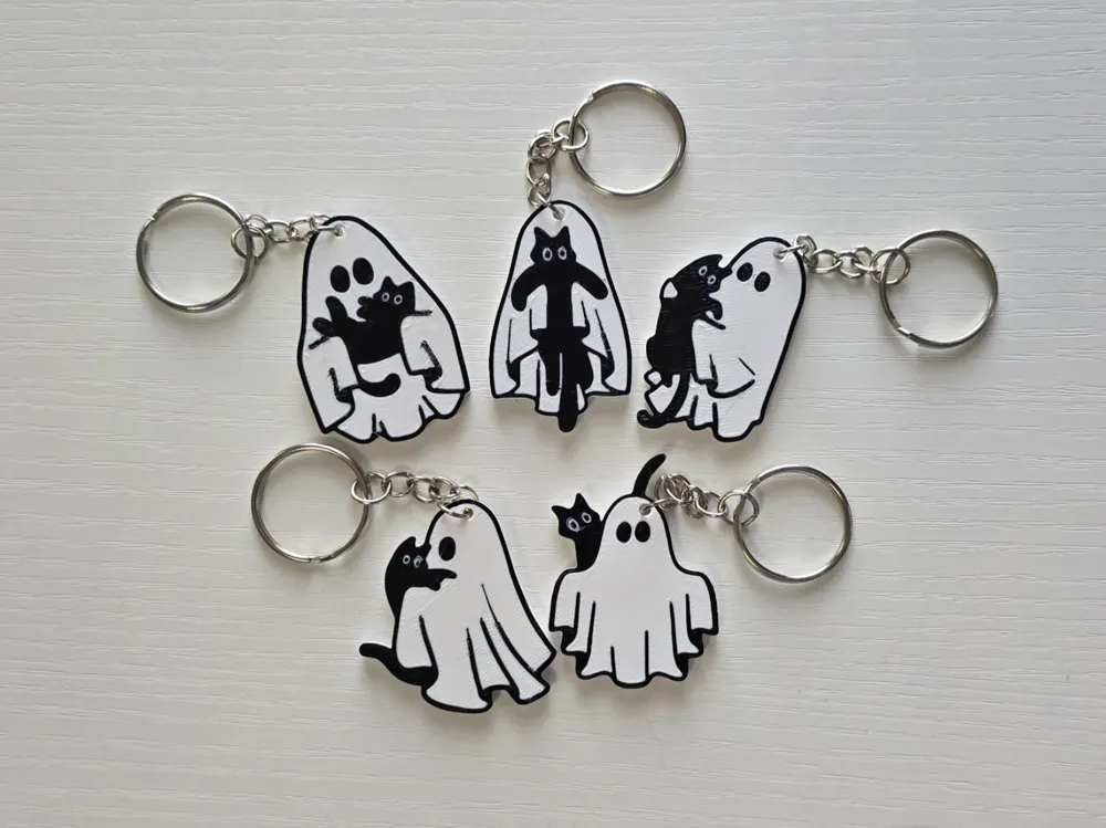Ghost and Black Cat Keychains by Sully - MakerWorld