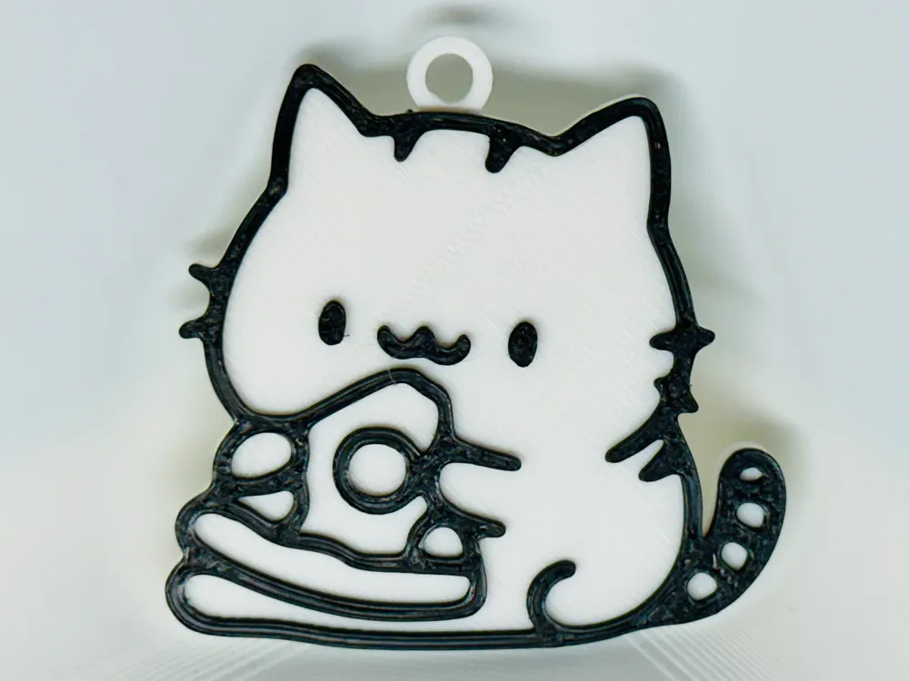 Cat Eating Pizza Keychain by Nolan Cramer - MakerWorld