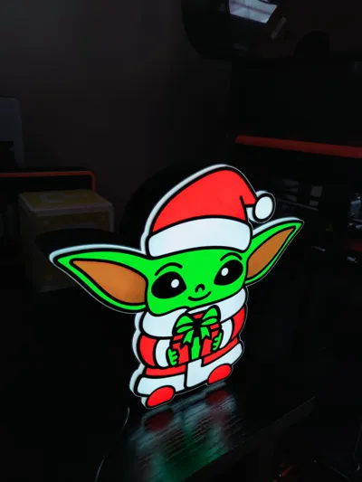 Grogu Christmas present light box (4 colors) by NotTooShabbyCreations ...