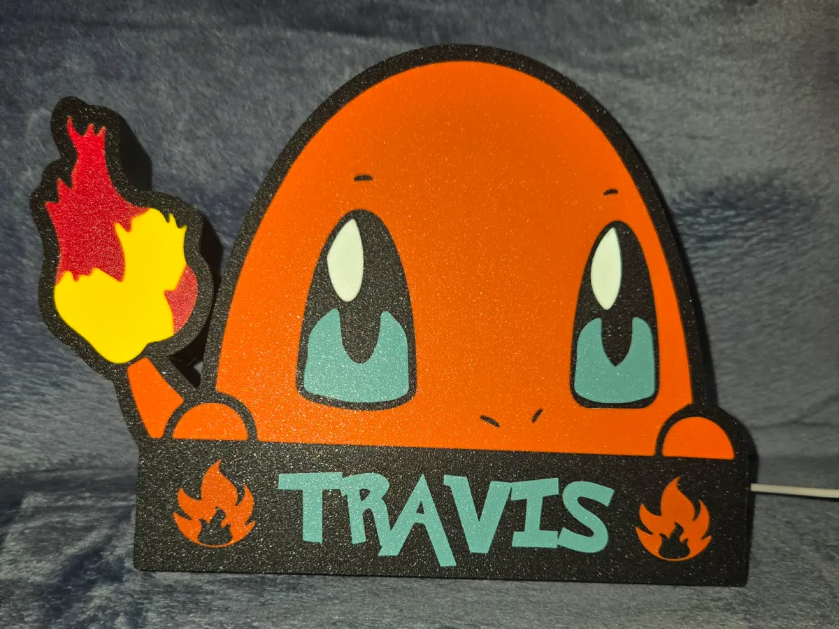CHARMANDER POKEMON LIGHT BOX - WITH NAME OPTION - Free 3D Print Model ...