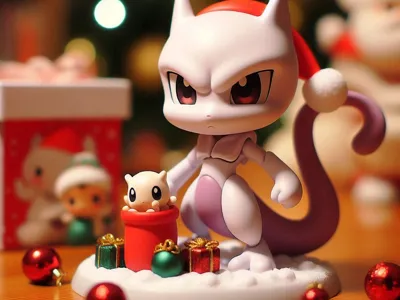 Chibi Mewtwo and Polochon christmas by Bokay 3D - MakerWorld