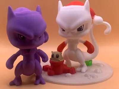 Chibi Mewtwo and Polochon christmas by Bokay 3D - MakerWorld