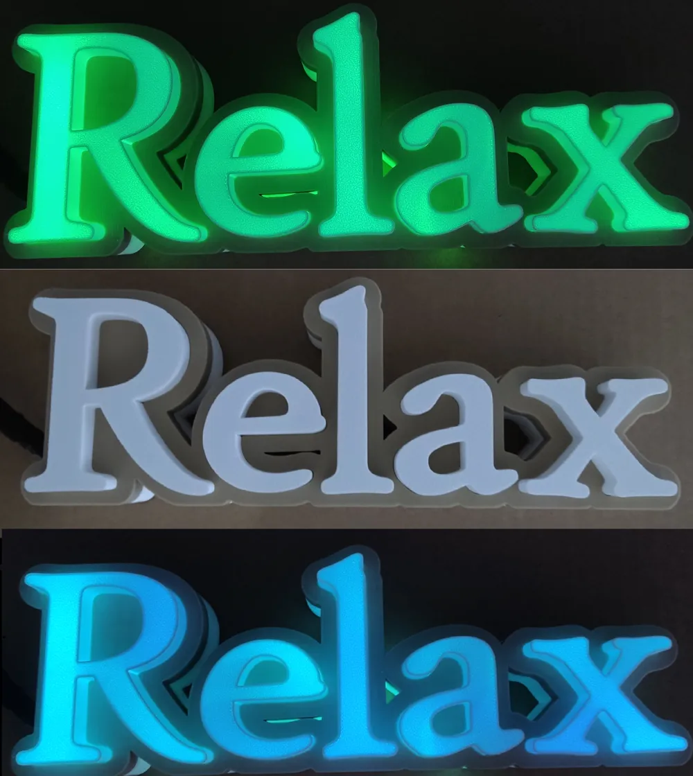 LED SIGN 3D LETTER - RELAX - Free 3D Print Model - MakerWorld