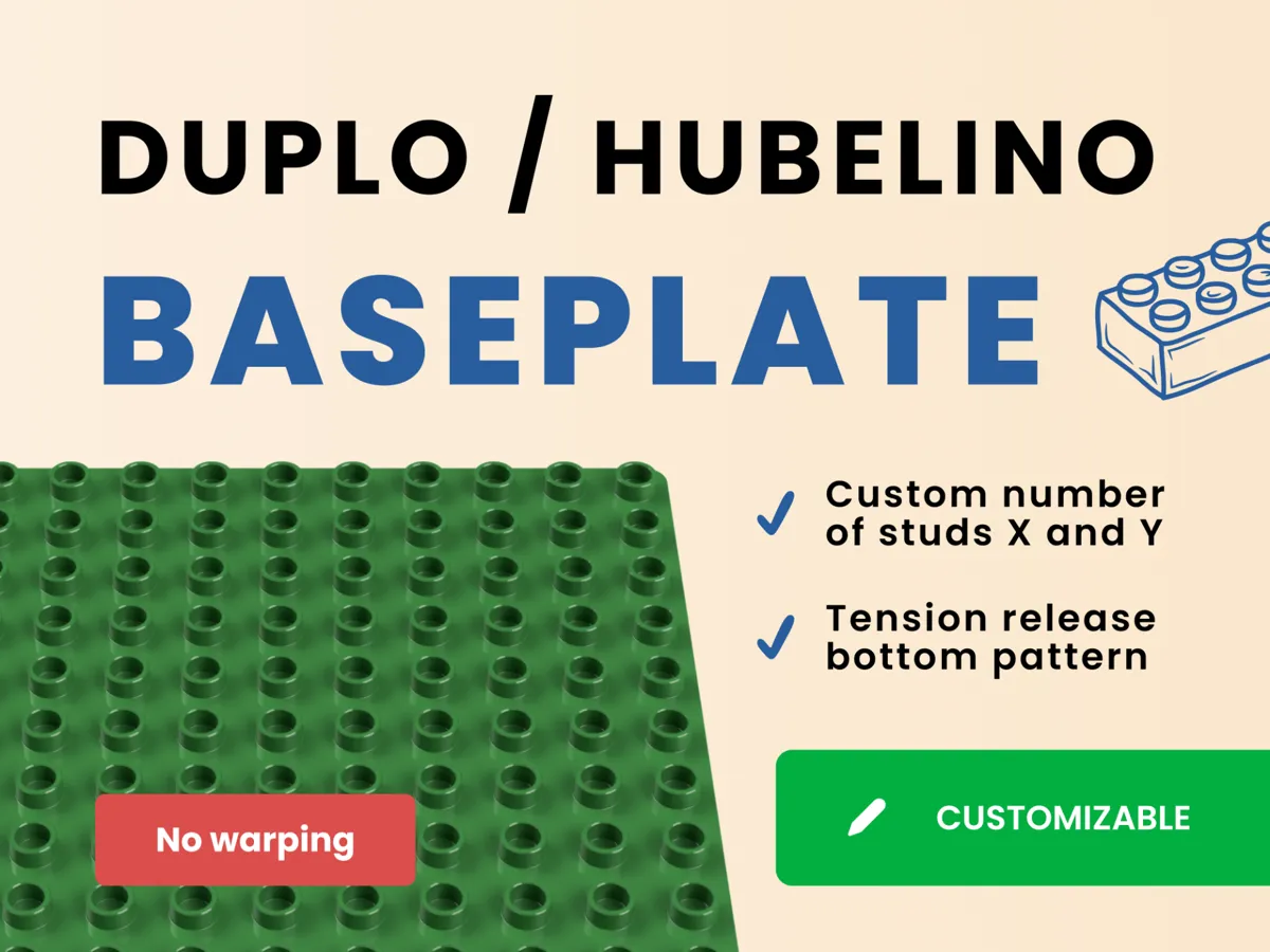 Parametric Baseplate for Duplo / Hubelino - Free 3D Print Model ...