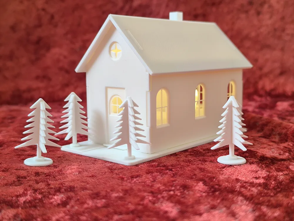 Christmas House Kit 100mm for Tea Light - Free 3D Print Model - MakerWorld