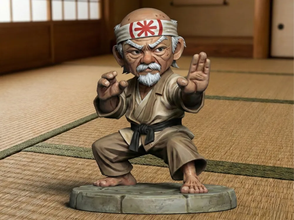 Chibi Sensei Miyagi - The Karate Legend - Free 3D Print Model - MakerWorld