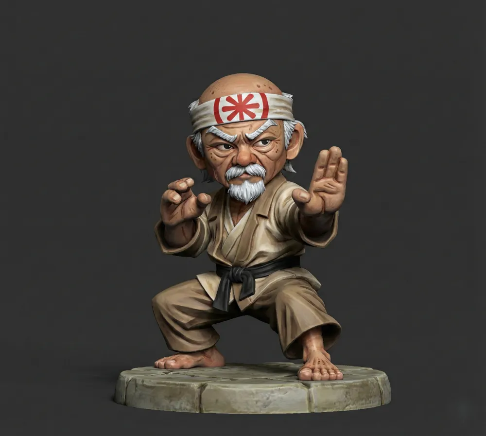 Chibi Sensei Miyagi - The Karate Legend - Free 3D Print Model - MakerWorld