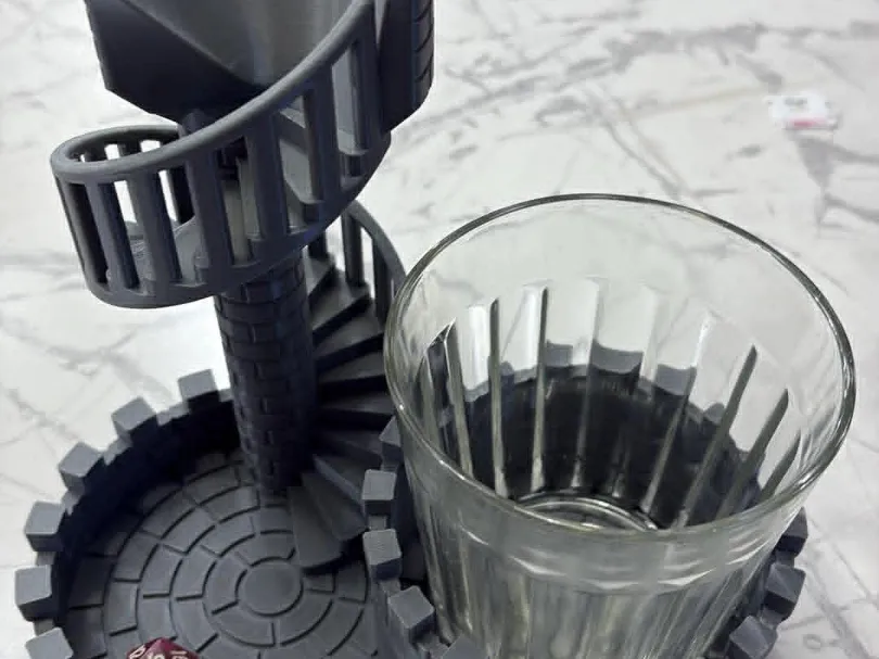 Dice Tower with Stairs and Cup Holder - Free 3D Print Model - MakerWorld