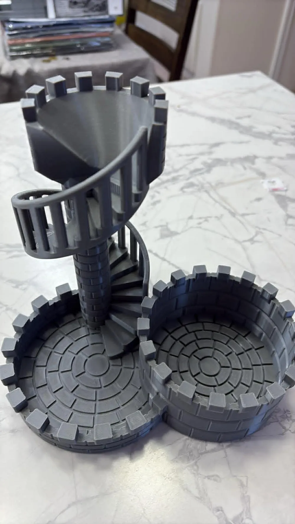 Dice Tower with Stairs and Cup Holder - Free 3D Print Model - MakerWorld