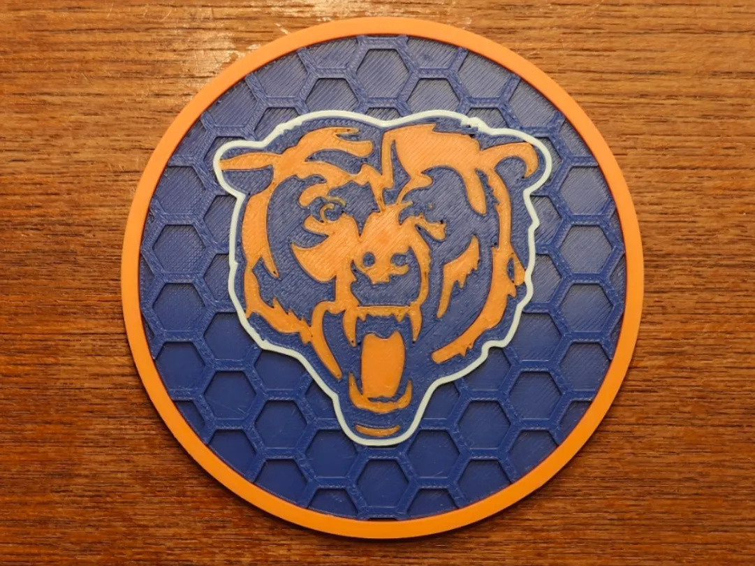 Chicago Bears: Hex Coaster - Free 3D Print Model - MakerWorld