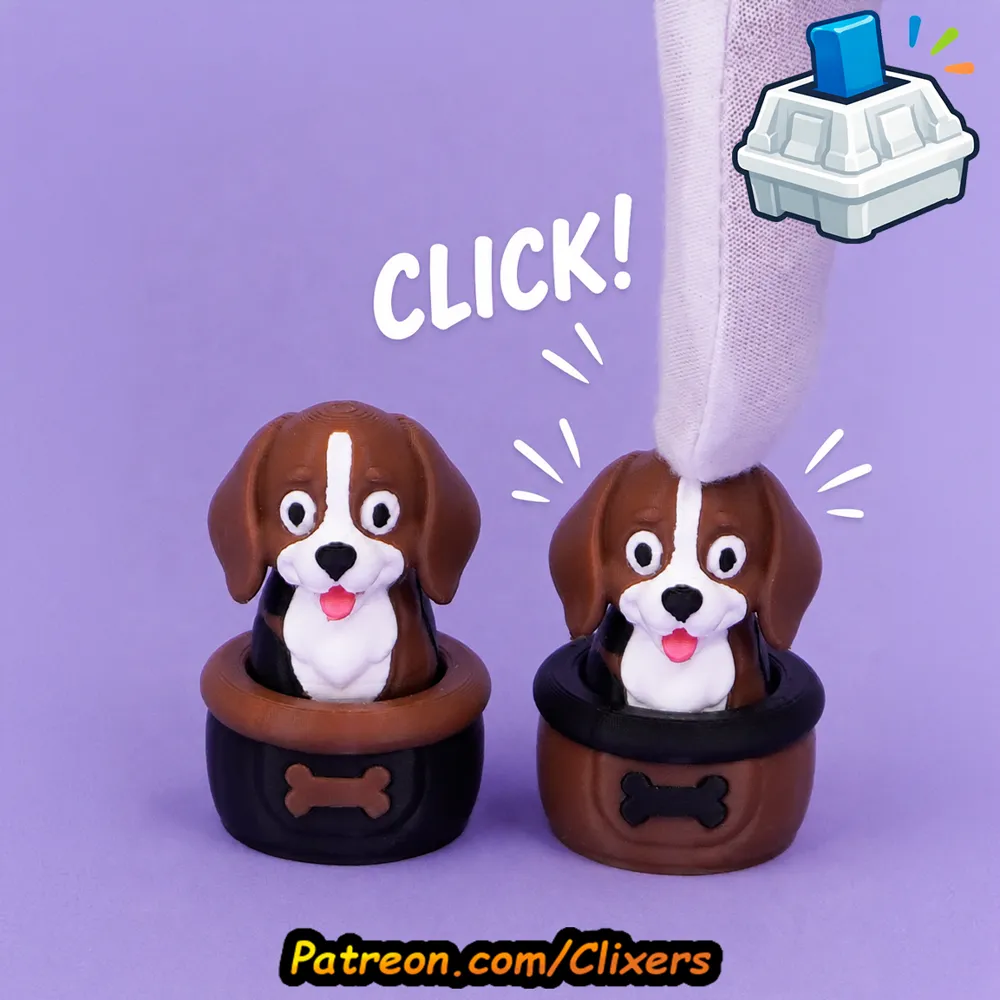 Beagle Dog Clicker Cute Fidget Toy - Free 3D Print Model - MakerWorld