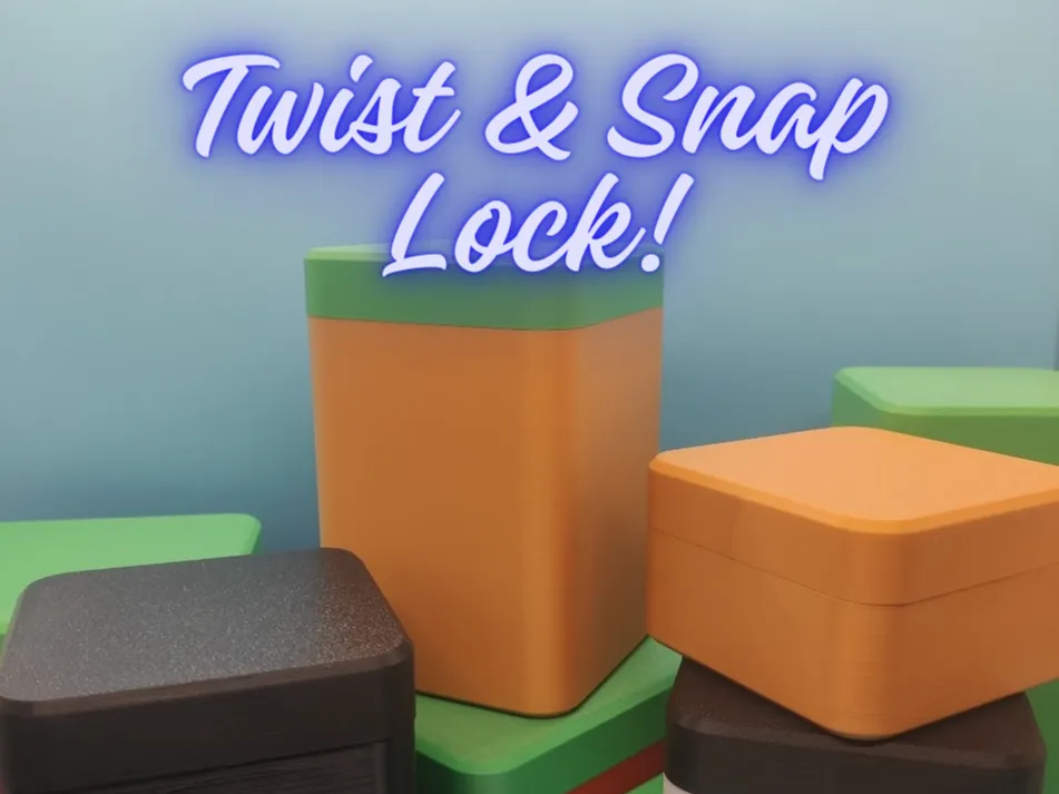 Square box with twist & snap lock lid by Naeh MakerWorld: Download Free ...