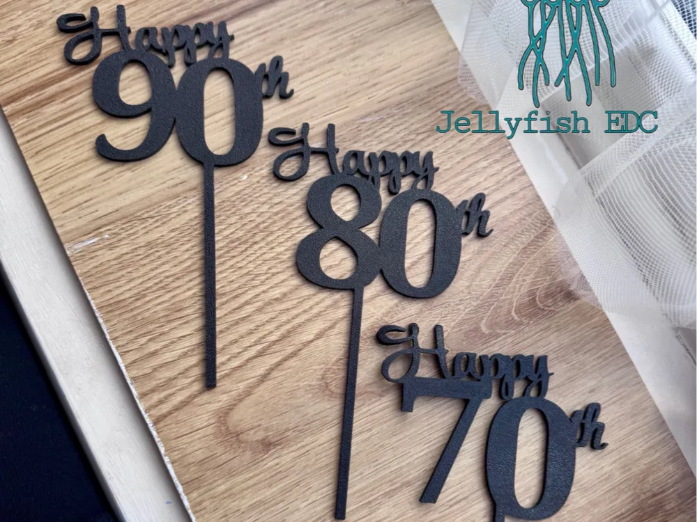 30th 40th 50th 60th 70th 80th 90th 100th topper - Free 3D Print Model ...