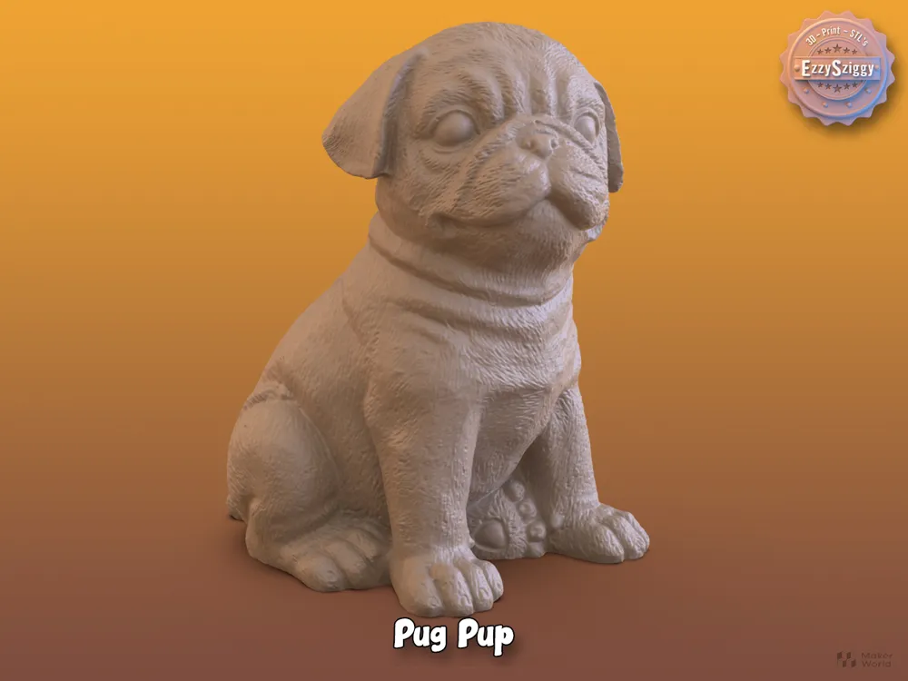 Pug Pup - Free 3D Print Model - MakerWorld