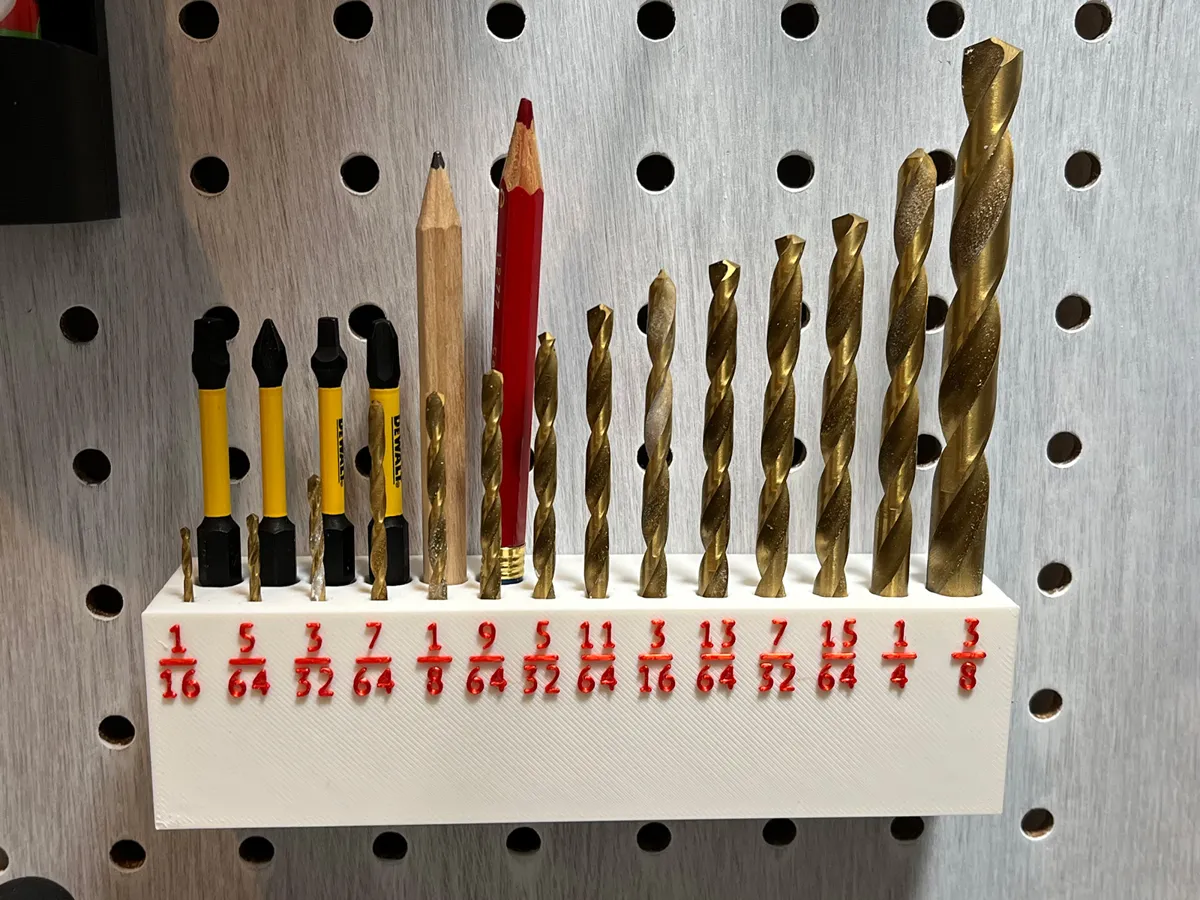 Pegboard Drill Bit Holder (Imperial Sizes) - Free 3D Print Model ...