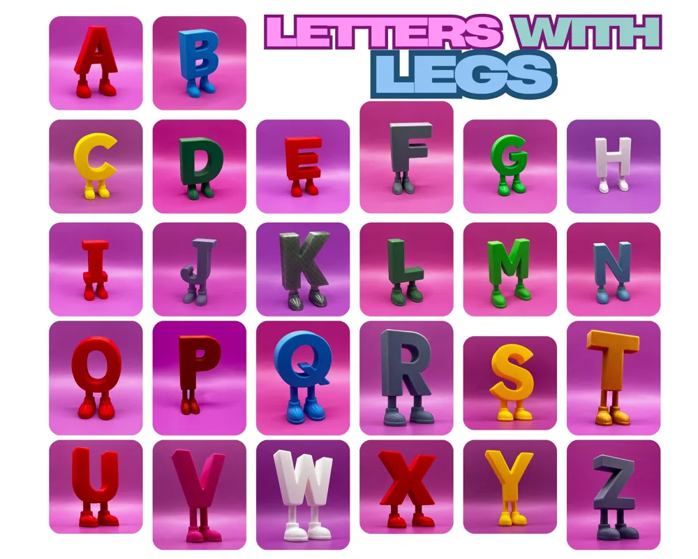 Letters with legs fun alphabet - Free 3D Print Model - MakerWorld