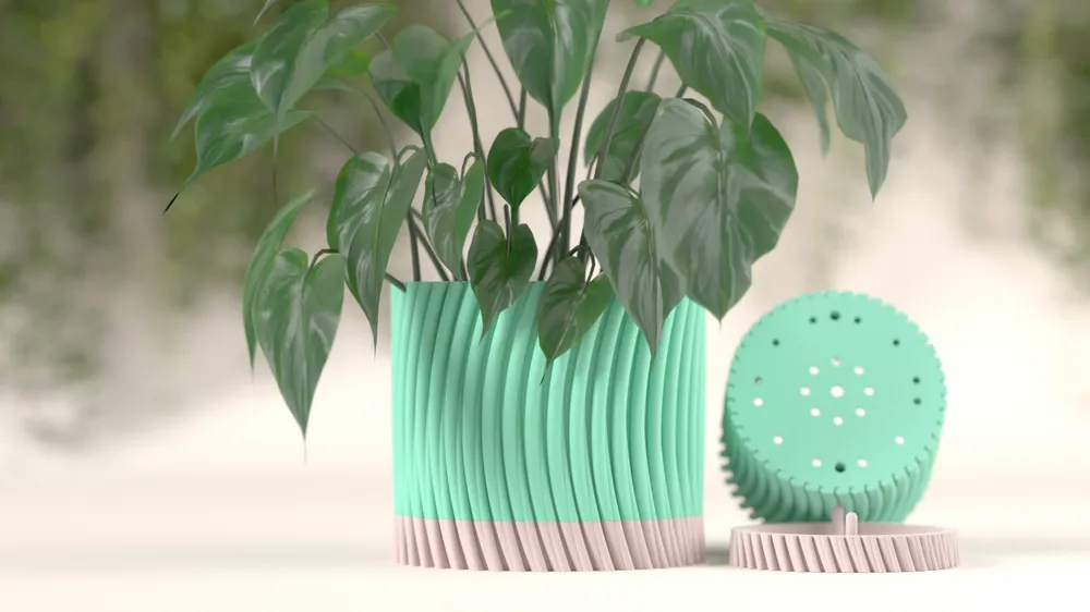 Twisted Pattern Plant Pot. Modern two part Planter by Abstractia Design ...