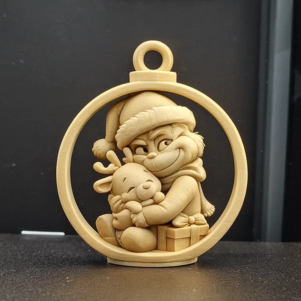 Grinch Hugging Reindeer Christmas Ornament by VASEE MakerWorld ...