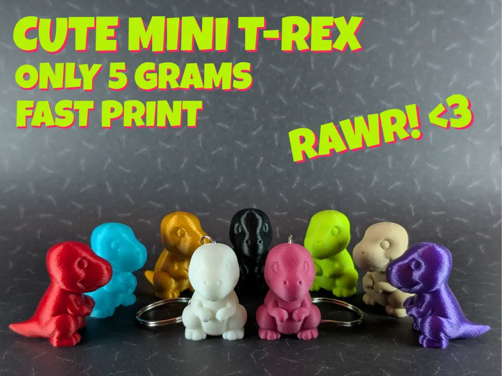 Cute Mini T-Rex + Keychain - Free 3D Print Model - MakerWorld