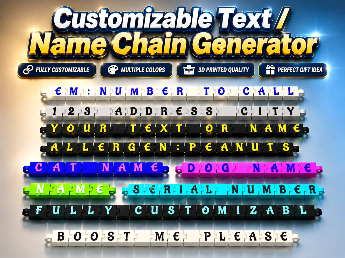 Custom Text Chain Generator – Fast Print Tag Maker - Free 3D Print ...