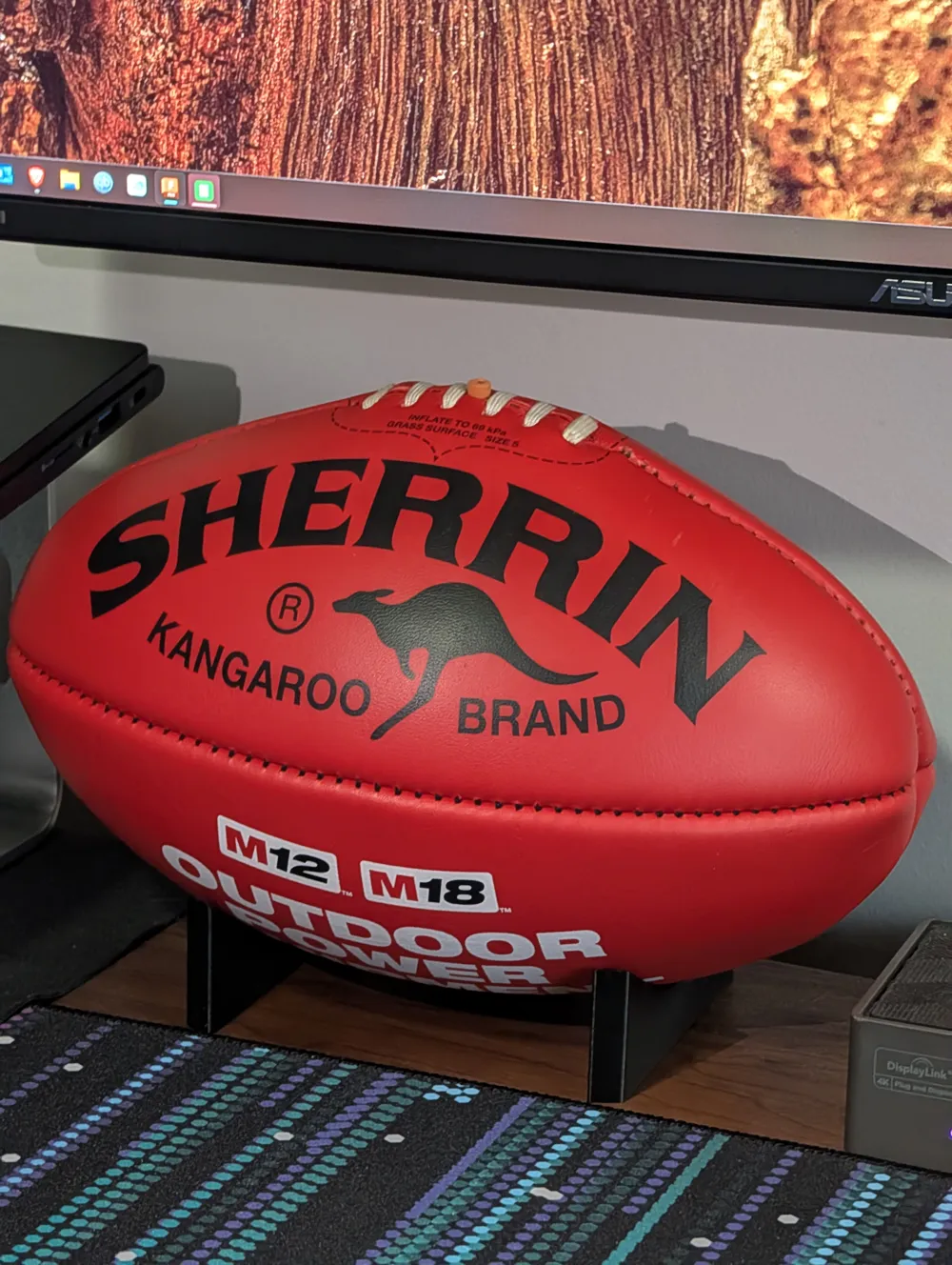 Sherrin Football Display Stand (AFL) - Free 3D Print Model - MakerWorld