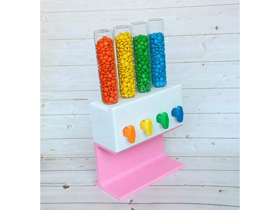 Candy Dispenser -- 4 Tubes for Mini Candies! - Free 3D Print Model ...