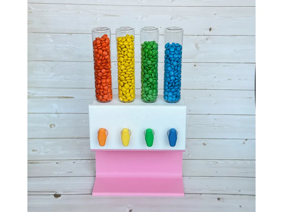 Candy Dispenser -- 4 Tubes for Mini Candies! - Free 3D Print Model ...