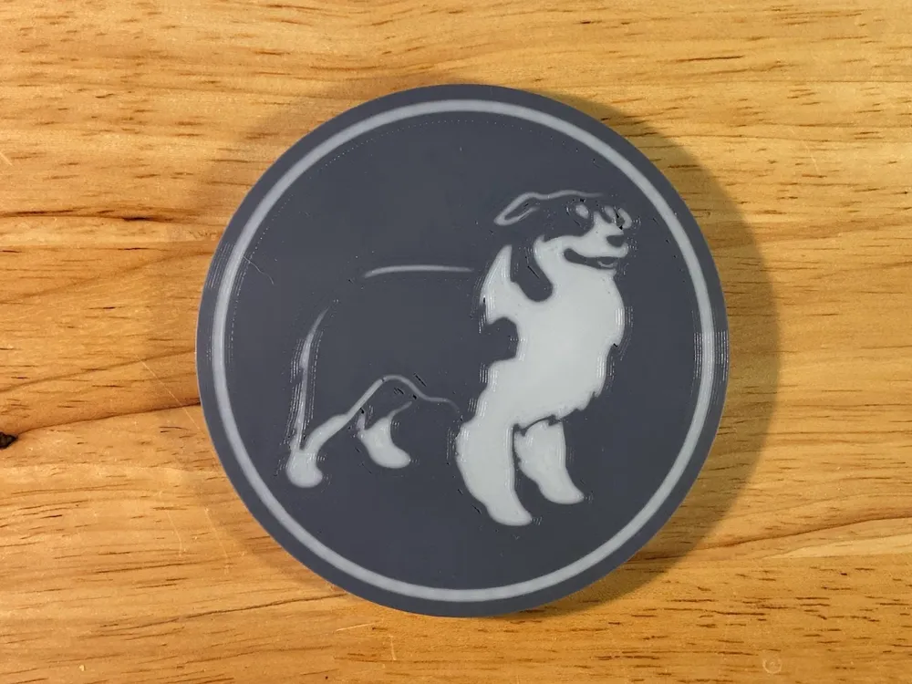 Aussie (Australian Shepherd) Stencil Coaster by rowiac - MakerWorld