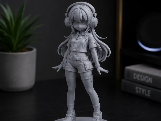 Cute Anime Headphones Figurine | Anime Statue - Free 3D Print Model ...