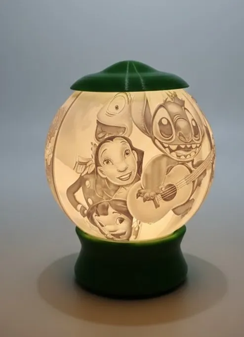Lilo & Stitch Lithopane sphere with Led Kit Base - Free 3D Print Model ...