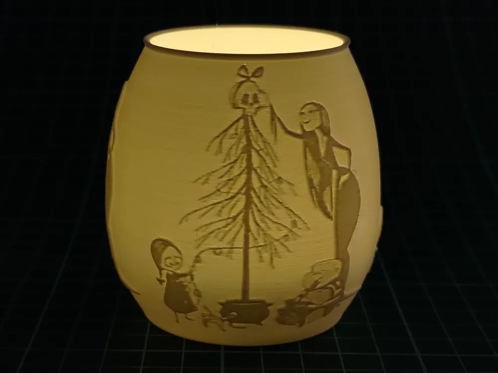 Tealight Addams family Christmas lamp by mystuffprint - MakerWorld