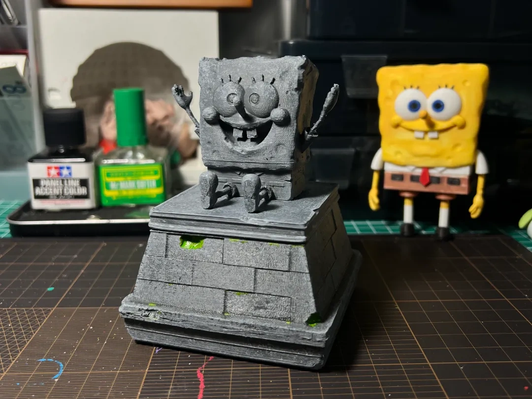 Spongebob Squarepants Stone Sculpture Figurine/Storage Box by 独角哥哥 ...