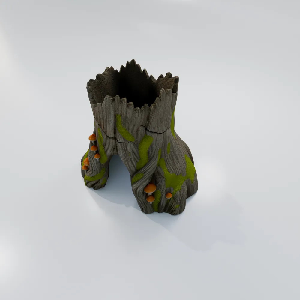 Hollow Tree Stump Hide with Mushrooms | Tropical - Free 3D Print Model ...