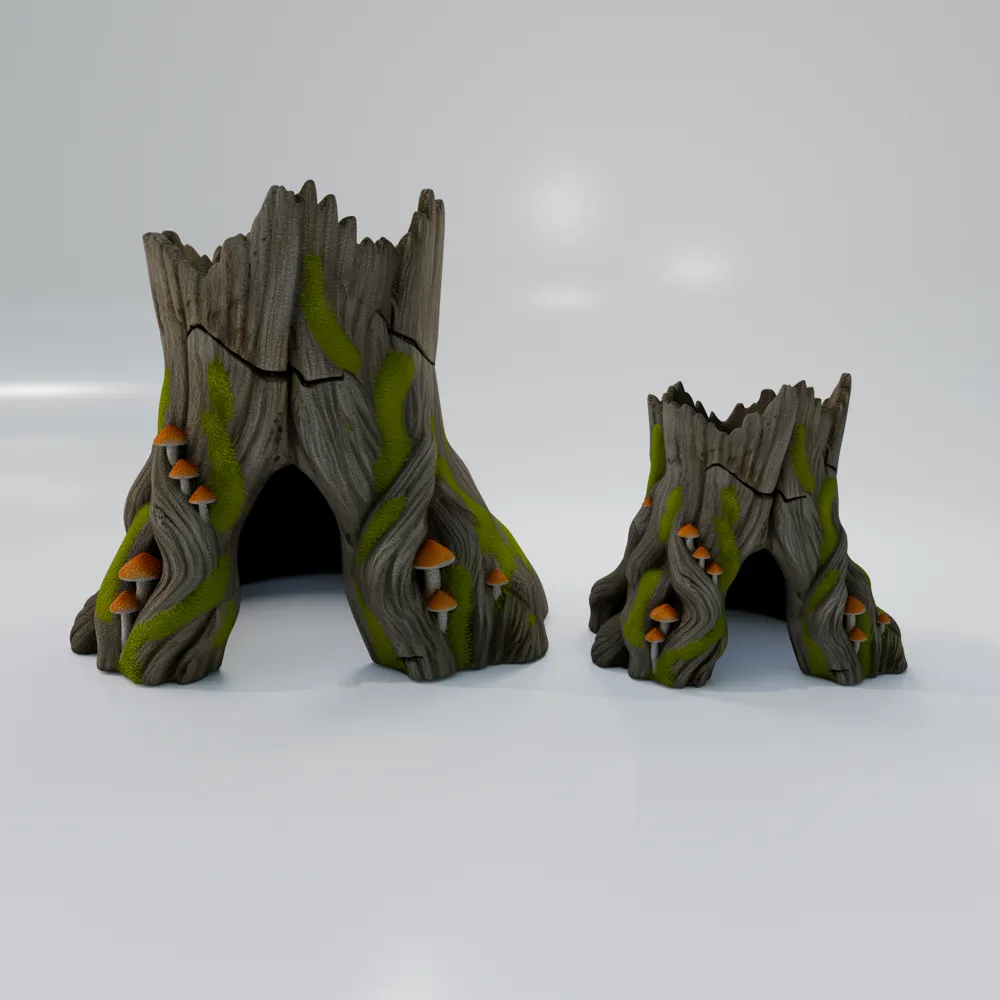 Hollow Tree Stump Hide with Mushrooms | Tropical - Free 3D Print Model ...