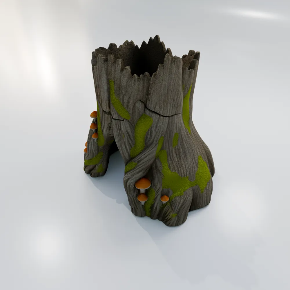 Hollow Tree Stump Hide with Mushrooms | Tropical - Free 3D Print Model ...