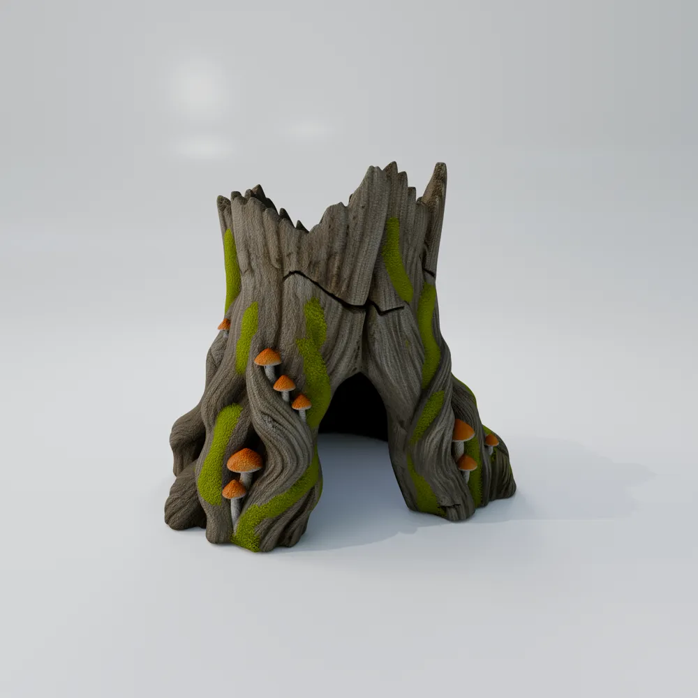 Hollow Tree Stump Hide with Mushrooms | Tropical - Free 3D Print Model ...