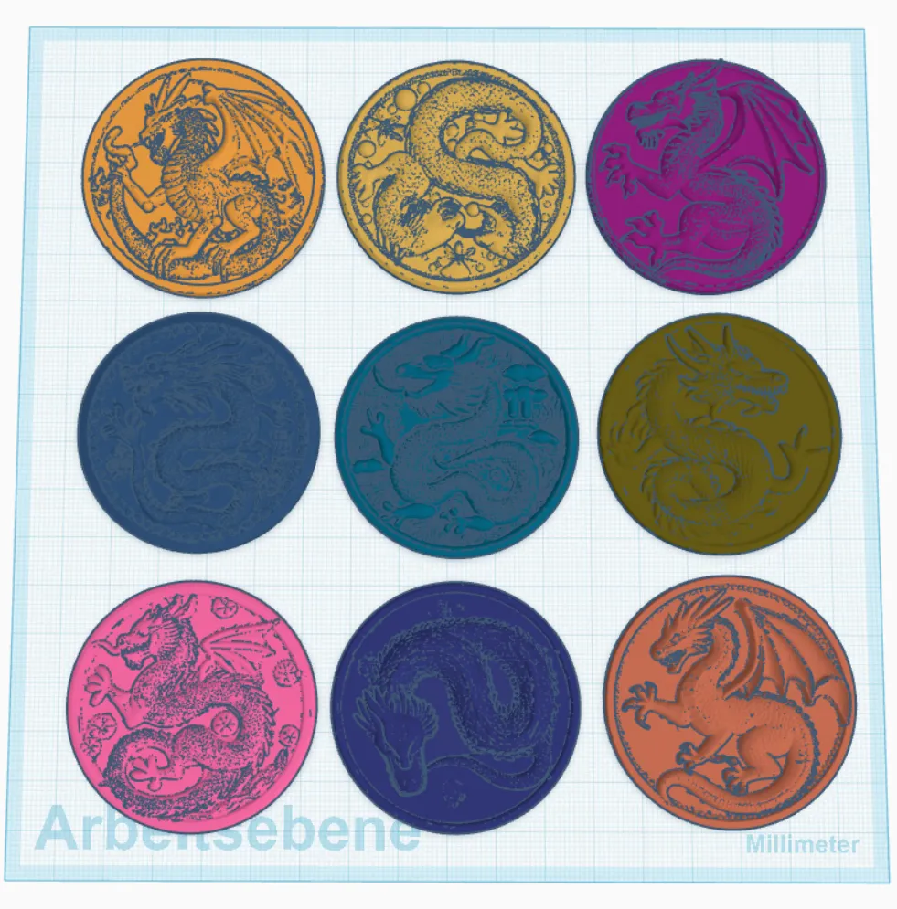 Dragon coins - Free 3D Print Model - MakerWorld