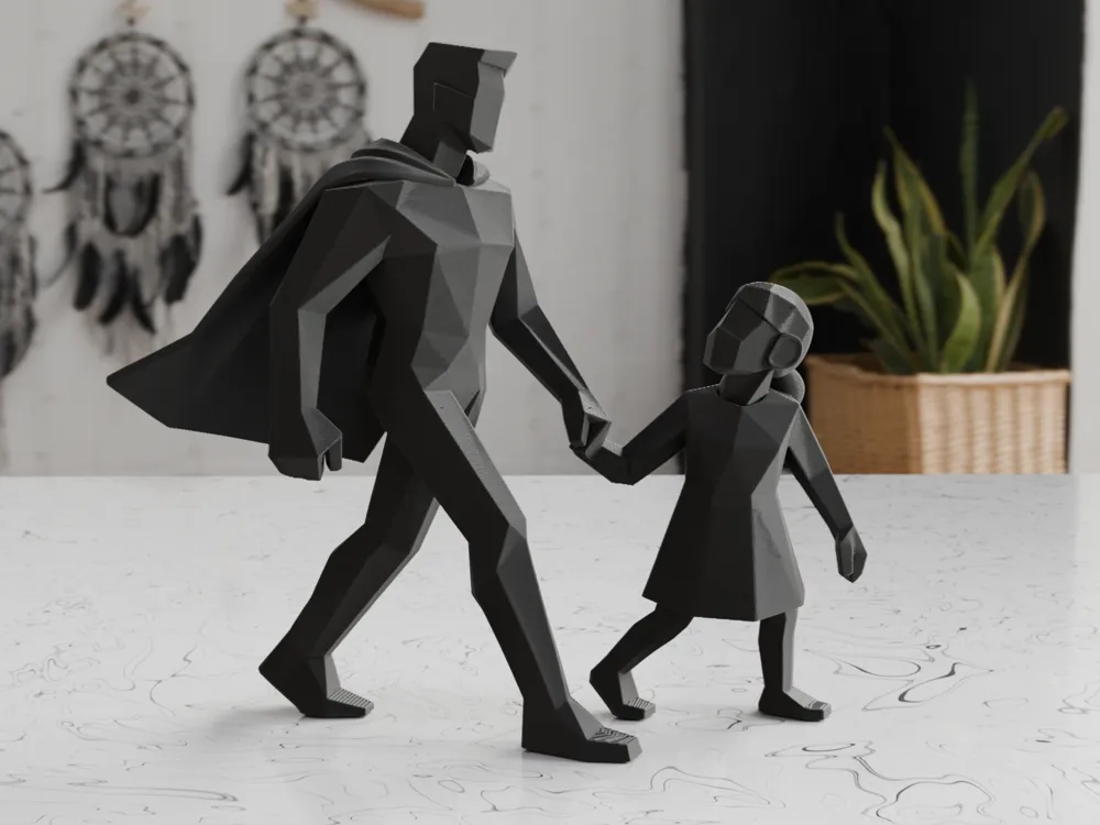 Minimalist Father's Day statue - Father & daughter by AK MakerWorld ...