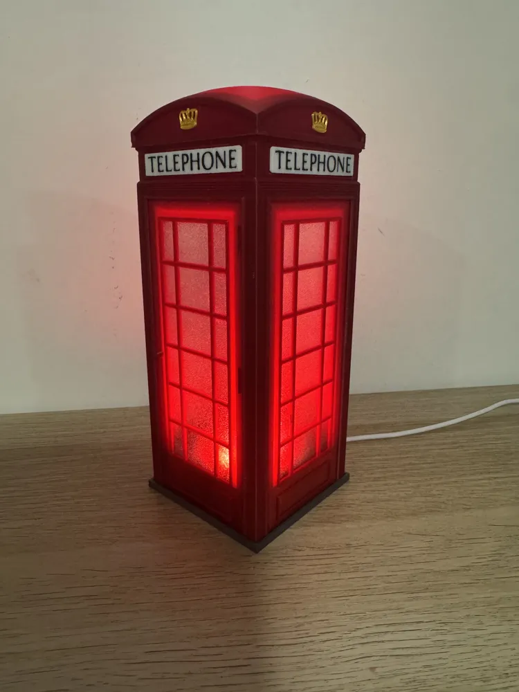 Classic London Telephone Box - Kit LED lamp 001 - Free 3D Print Model ...