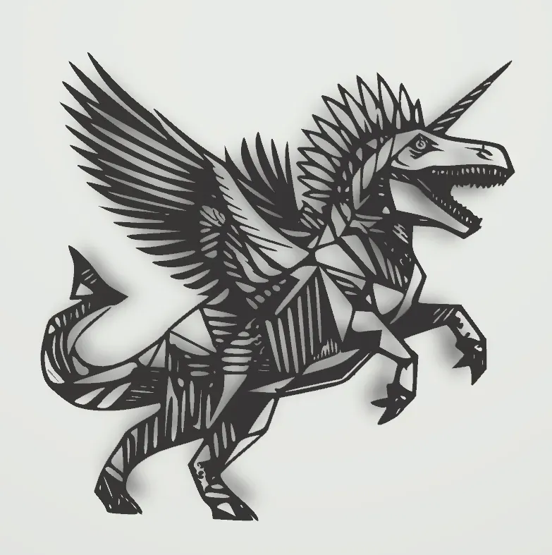 Dinocorn Dinosaur Unicorn Wall Art by vhart0 - MakerWorld