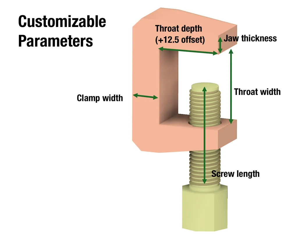 C-Clamp Fully Customizable Parametric OpenSCAD - Free 3D Print Model ...