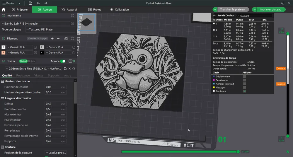 Pokemon Psyduck Psykokwak Hueforge Hex Hexagon by Seb3D MakerWorld ...