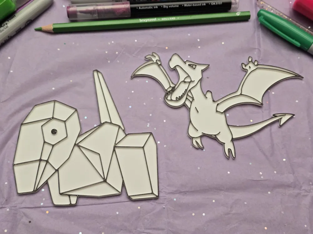 Aerodactyl Porygon Pokemon Coloring by Merilno3D MakerWorld: Download ...