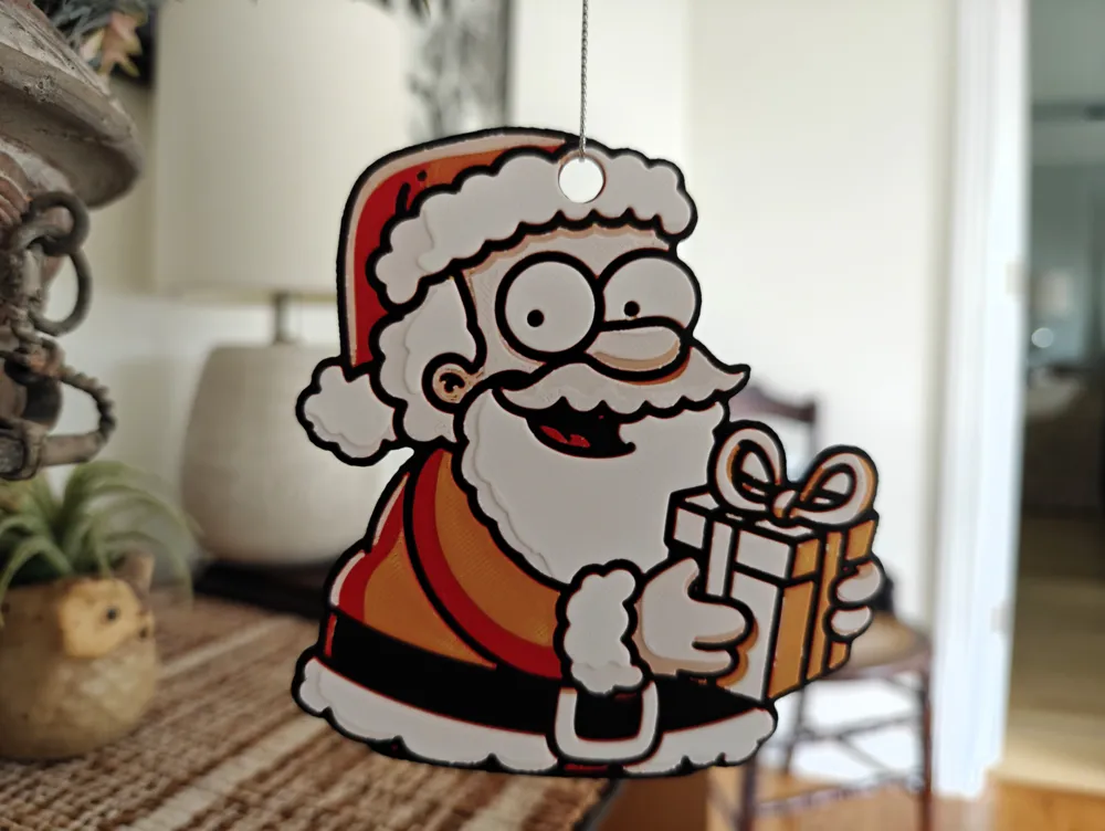 Simpsons Styled Santa Ornament Pack - Free 3D Print Model - MakerWorld