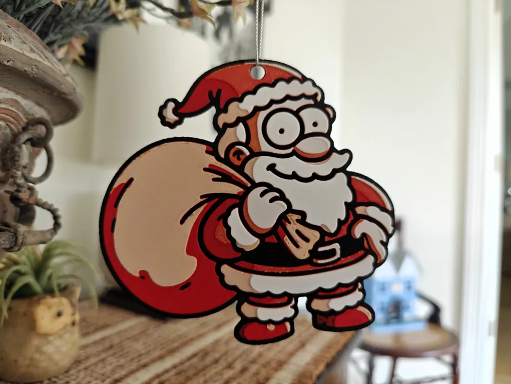 Simpsons Styled Santa Ornament Pack - Free 3D Print Model - MakerWorld
